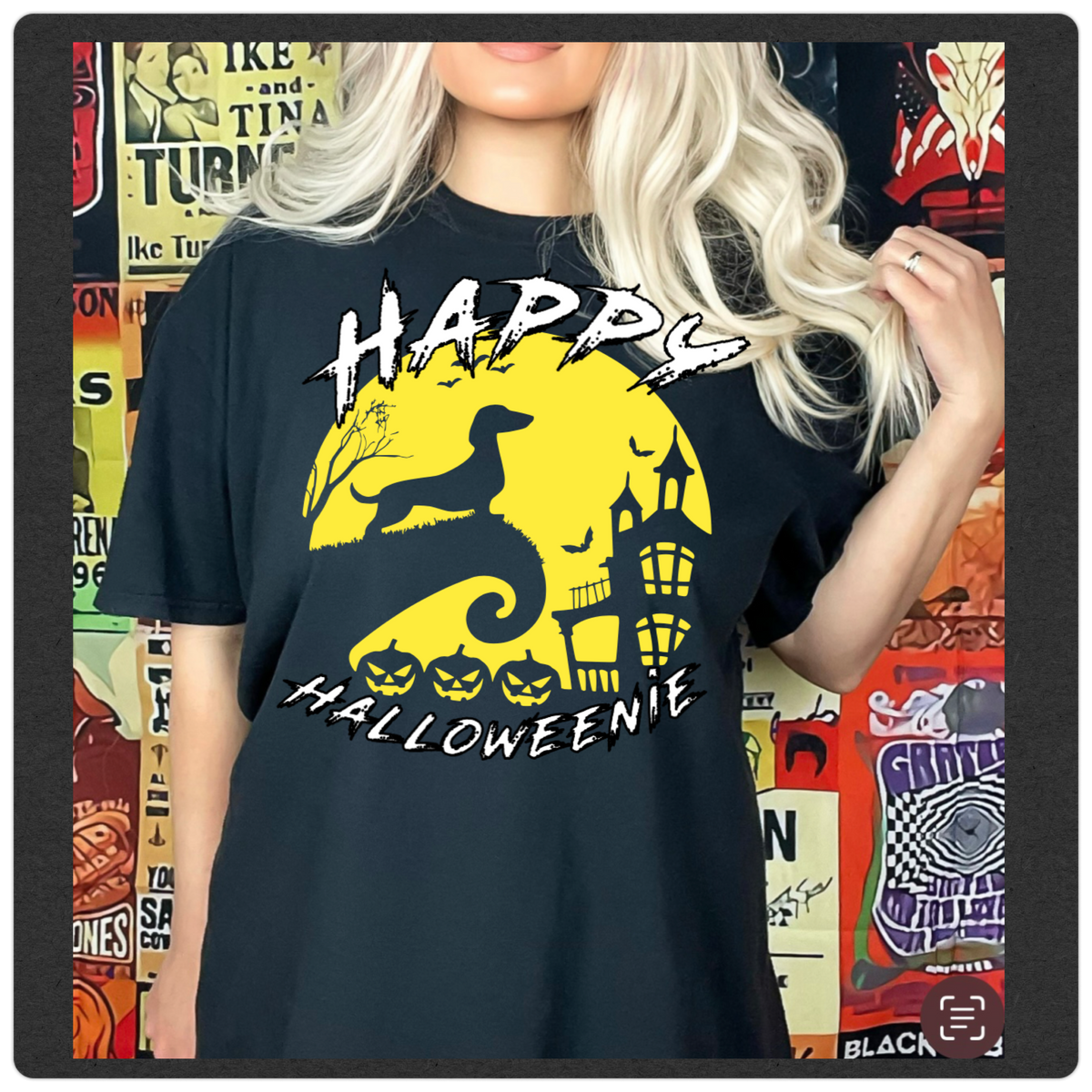 Adult Tee- Black- Happy Halloweenie – That Printed Vinyl Place